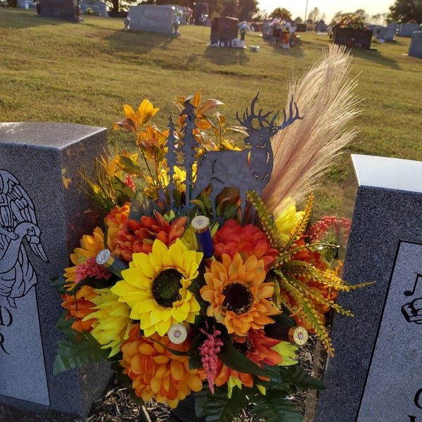 G. Deer Hunter’s Cemetery Memorial Vase Flower Arrangement - Etsy