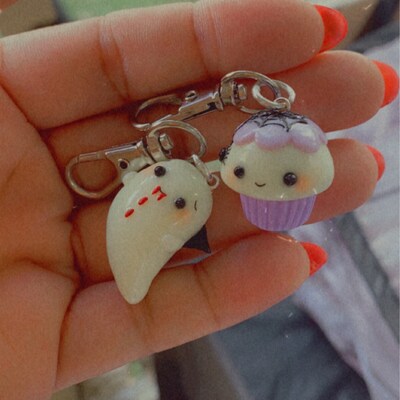 Halloween Ghost Charm, Kawaii Ghost Charm, Polymer Clay Charms ...