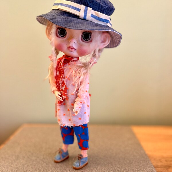 Blythe Summer Set of Shirt and Tilda Fabric Pants, Cotton Vest, Scarf ...