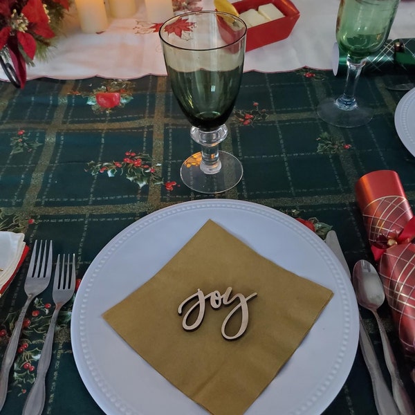 Joy Place Cards, Christmas Plate Setting Cards, Christmas Wooden Word ...