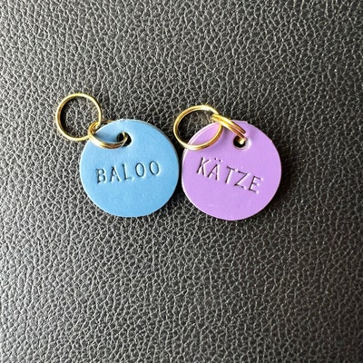 Cat Tag Leather Tag Silent ID Tag Personalized Cat Tag - Etsy