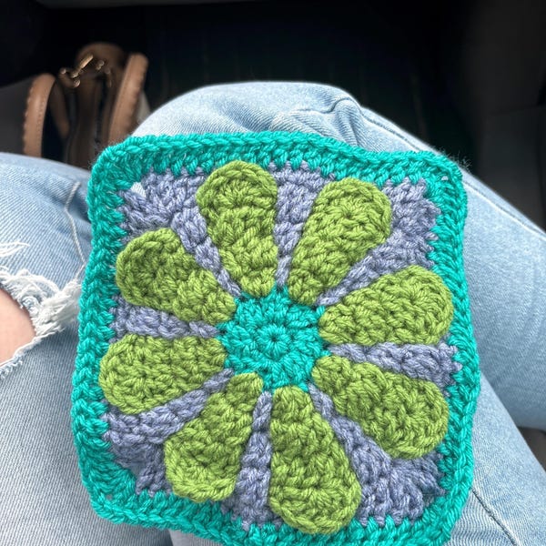 Turkish Granny Square, Big Crochet Granny Square, Crochet Pattern Retro ...