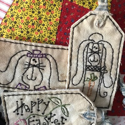 Hoppy Easter Tag Collection-primitive Stitchery-e-pattern by Primitive ...