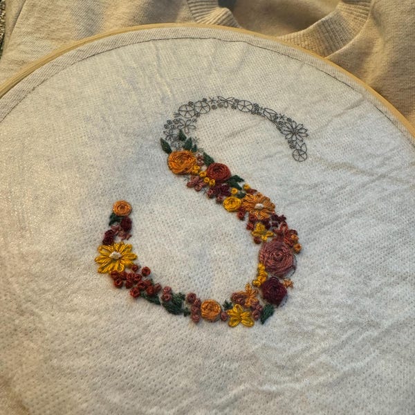 Embroidery Template Letter "l" Monogram With Instructions and Video ...