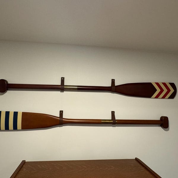 Leather Hanging Oar Wall Decor Horizontal Boat Paddle Display Strap ...