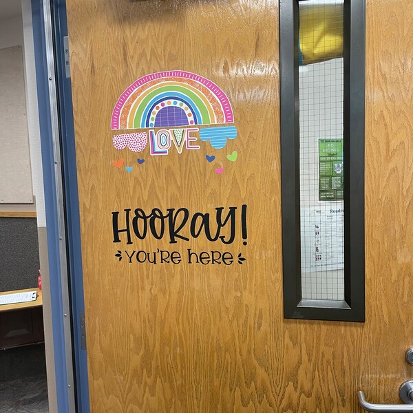 Hooray You're Here Decal for Classroom Door or Wall Vinyl Decal for ...