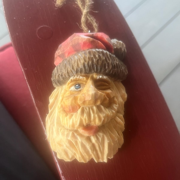 Custom Hand Carved Santa Ornament - Etsy