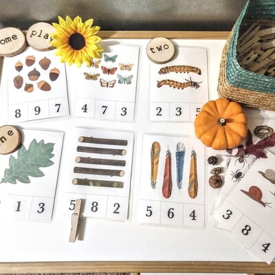 Count and Clip BUNDLE 2 Clothespin Number Cards Nature Homeschool ...