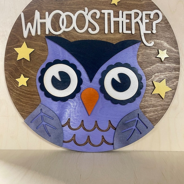 Whooo's There Owl Sign, Digital Download, Round Door Hanger Svg ...