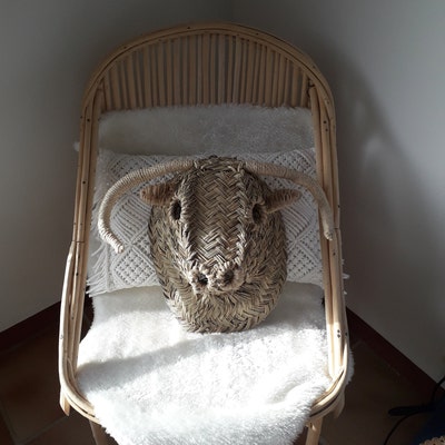 Moroccan Straw Bull Head, Animal Head Wall Decor, Faux Trophy,moroccan ...