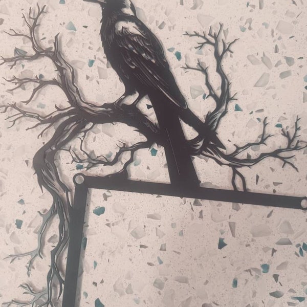 Personalized Raven Bird Door Corner Sign, Raven Animal Metal Door ...