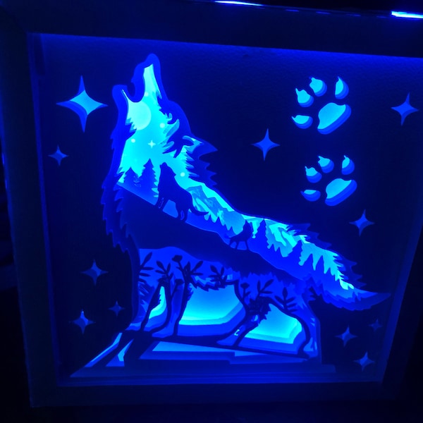 Howling Wolf 3D Shadow Box Template: Paper Cut SVG, Cricut, Silhouette ...
