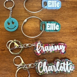Personalized Name Keychain, Cute Confetti Acrylic Keyring, Backpack ...