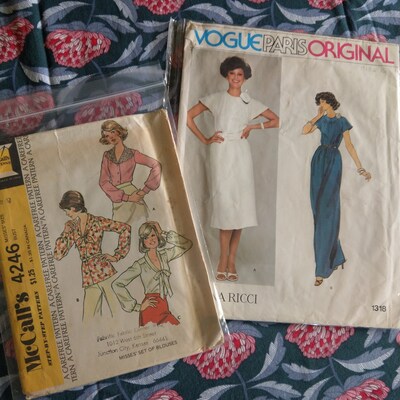 Vogue 7614 1960s Misses Bell Sleeve Blouson A Line Dress Pattern Womens ...