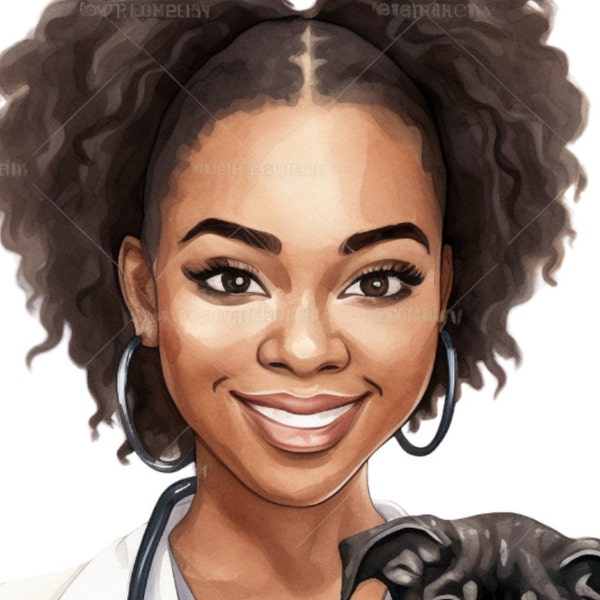Watercolor Veterinarians Clipart, PNG Digital Files on a Transparent ...
