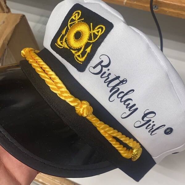 Veil Nautical Captains Hat, Birthday Girl Captain Hat, Bride's Crew Hat ...