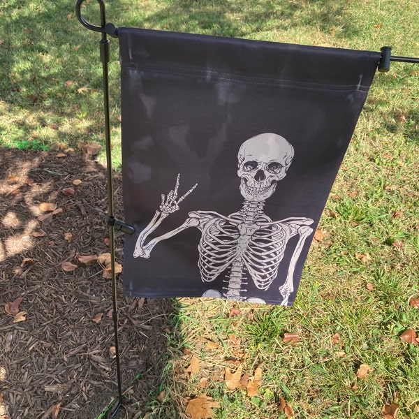 Skeleton Garden Flag, Fall Garden Flag, Halloween Garden Flag, Funny ...