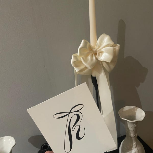 Satin Bow Taper Candles: Wedding Centerpiece Set - Etsy