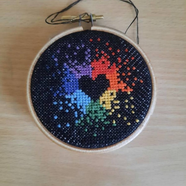 Mini Rainbow Heart Cross Stitch Kit, DIY Craft Kit, Counted Cross ...