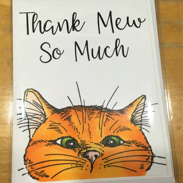 Thank Mew Card - Thank You Card - Cat Card- Thanks - Cat Lover Card ...