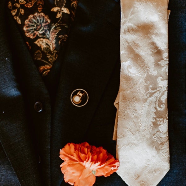 Champagne Ivory Floral Embroidered Necktie - Multiple Floral Options - Etsy