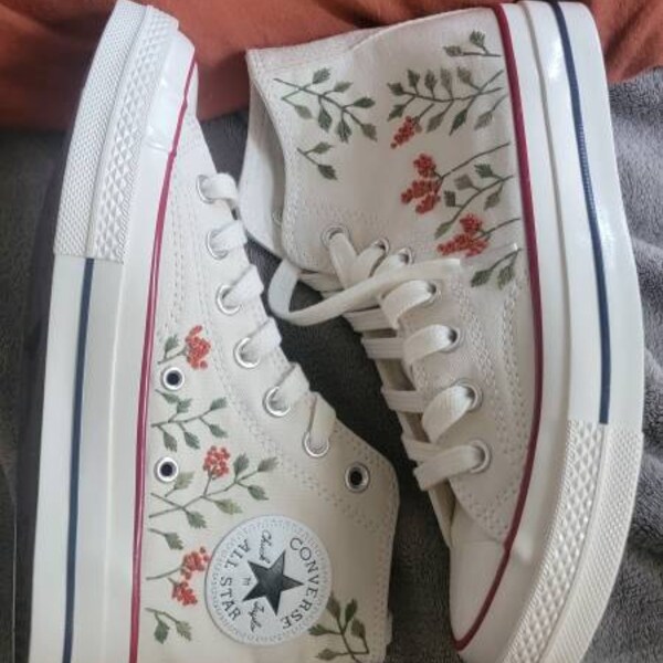 Embroidery Converse/custom Wedding Shoes/converse Embroidery/birthday ...