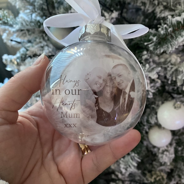 Floating Photo Memorial Memory Bauble, Special Bauble, Personalised ...