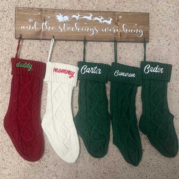 And the Stockings Were Hung Wooden Sign, Stocking Holder Sign, Wooden ...