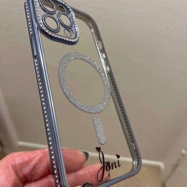 Custom Name Luxury Magsafe Phone Case,transparent Rhinestone Wireless ...