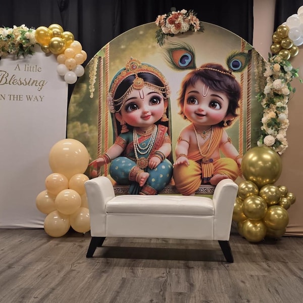 Krishna Theme Round Backdrop, Baby Shower Birthday Party Decor - Etsy