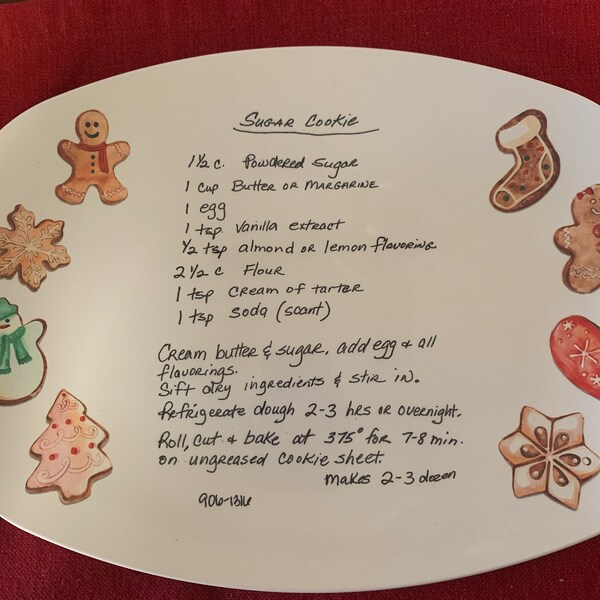 Christmas Handwritten Recipe Personalized Platter | Handwriting ...