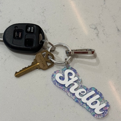 Personalized Name Keychain, Cute Dots Acrylic Keyring, Backpack Name ...