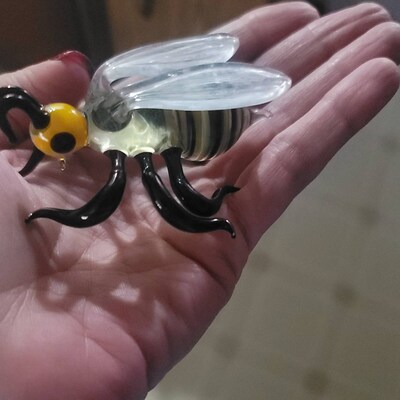 Blown Glass Figurine Art Insect Blue and Black SPIDER Halloween Gift ...