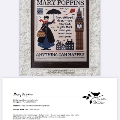 Mary Poppins PDF DIGITAL Cross Stitch Pattern - Etsy