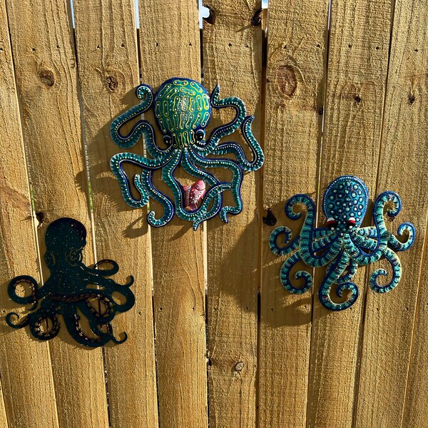 Octopus Decor Fish Turtle Wall Nautical Coastal Home Sea Art Ocean ...