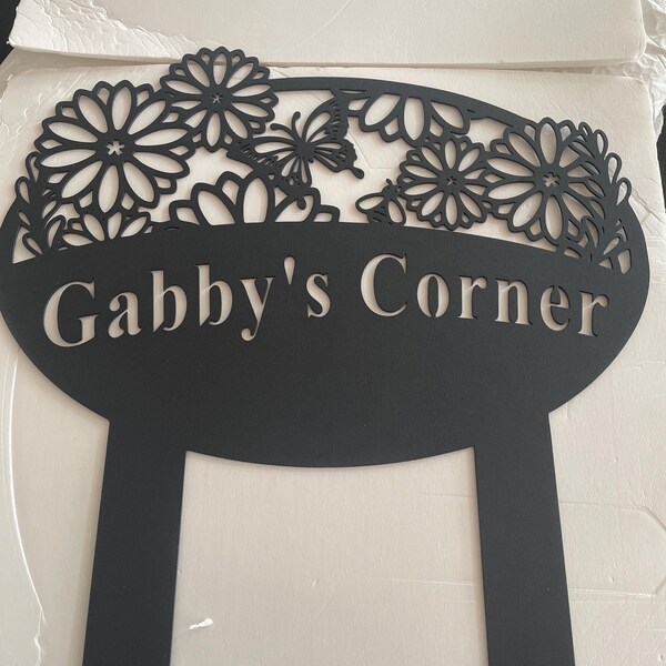 Custom Garden Sign With Stake, Flower Design Personalized Garden Sign ...
