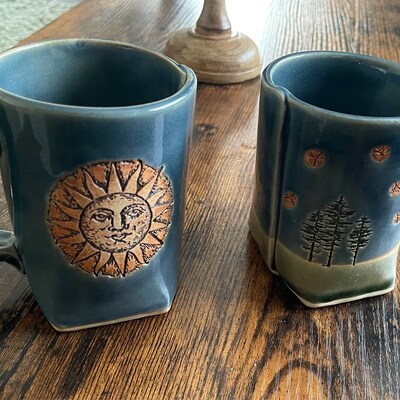 Sun Moon Mug, Night Sky Mug, Unique Handmade Ceramic Mug, Man in the ...