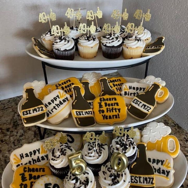 49 1 Cupcake Toppers Funny 50th Birthday Food Picks Middle Finger