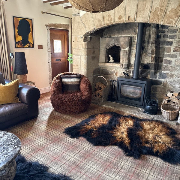 Genuine Natural Icelandic Black Brown Sheepskin Rug, Pelt, Giant ...
