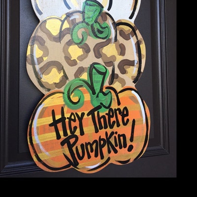 Stacked Pumpkin Sign With Animal Print Wood Cut Out Door Hanger - Etsy