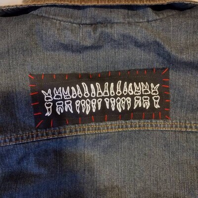 Teeth Patch, Print on Black Cotton Canvas, Occult Patch, Jaw Patch ...