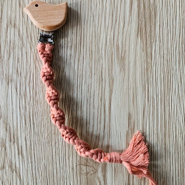 Macramé Pacifier Attachment With Wooden Clip //pacifier Attachment// - Etsy