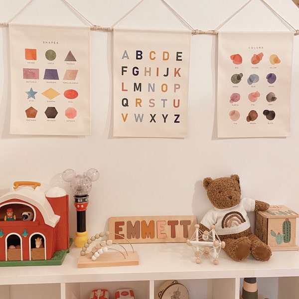 ABC Sign | Alphabet Sign | Dowel Rod Canvas | Fabric Wall Hanging ...