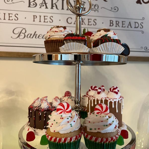 Fake Chocolate Drip Cake With Candy Canes: Christmas Tiered Tray Decor ...