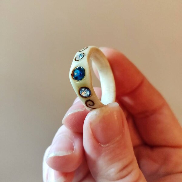 Deer Antler Ring With Mountain Pyrography | Mountain Ring | Deer Antler ...