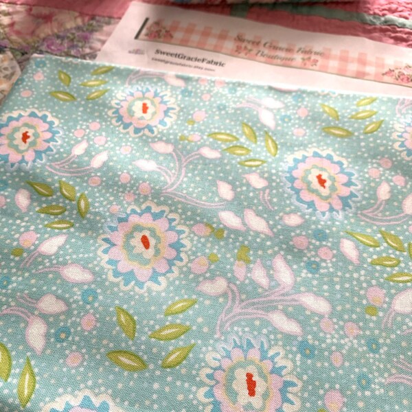 Emily Taylor for Riley Blake Designs CHATSWORTH Bloom in Mint Cotton ...