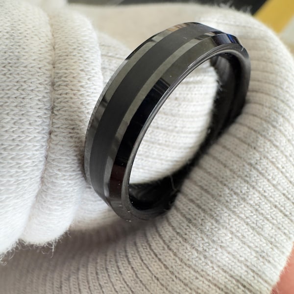 6mm Tungsten Ring Polished Gold Wedding Ring - Mens Wedding Band ...