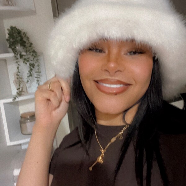 Extra Wide Wire Brim Black Fuzzy Bucket Hat-black Fur Hat-fake Fur Hat ...