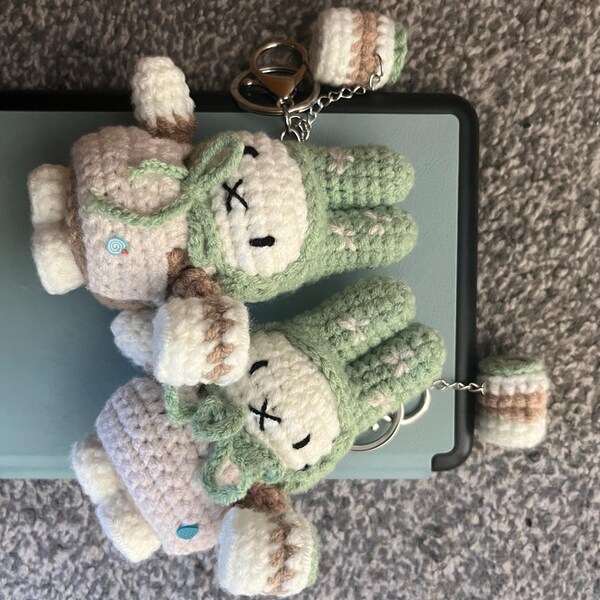 Handmade Crochet Bear and Bunny Keychains – Fuzzy Animal Bag Charms ...