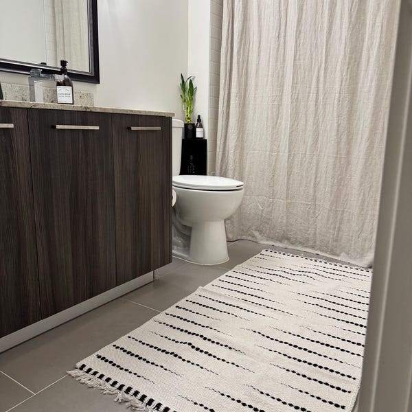 Anti Slip Cotton Rug, Cream Gray Cotton Rug, Washable Cotton Rug ...